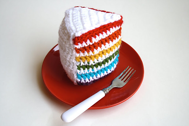 Ravelry: Crochet Rainbow Cake Slice pattern by Meredith Crawford