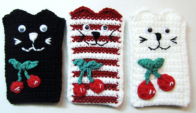 Ravelry: Cherry Kitten - Cat Phone Cosy pattern by paarseorchidee