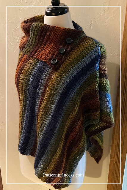 Ravelry: Uptown Comfort Poncho with Collar pattern by Pattern Princess