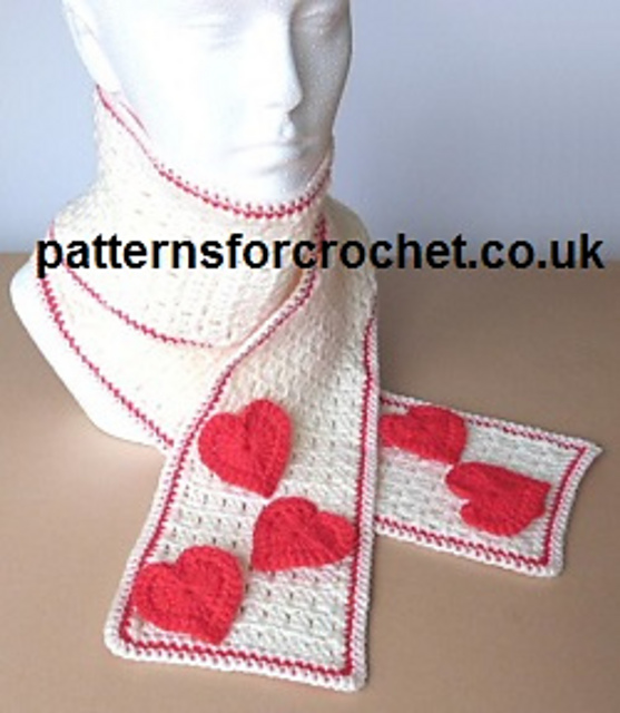 Ravelry: PFC84-Adult Scarf with Heart Motifs pattern by Crochet 'n' Create