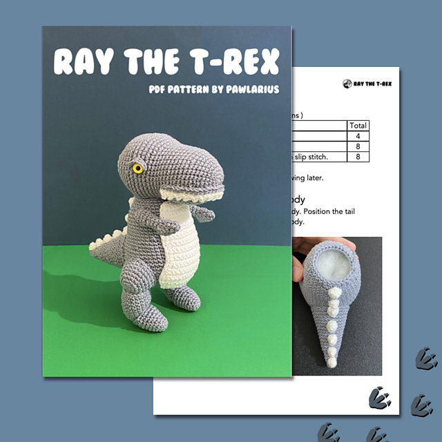 Ravelry: Dinosaur Ray the T-Rex Amigurumi pattern by PawlariusCrafts