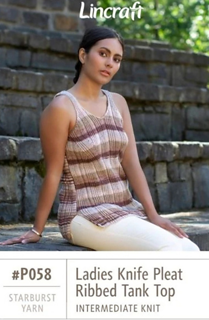 Ravelry: Knife Pleat Ribbed Tank Top P058 pattern by Lincraft