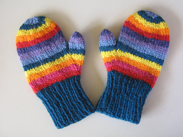 Ravelry: Child's Rainbow Striped Mittens pattern by Peace Fleece