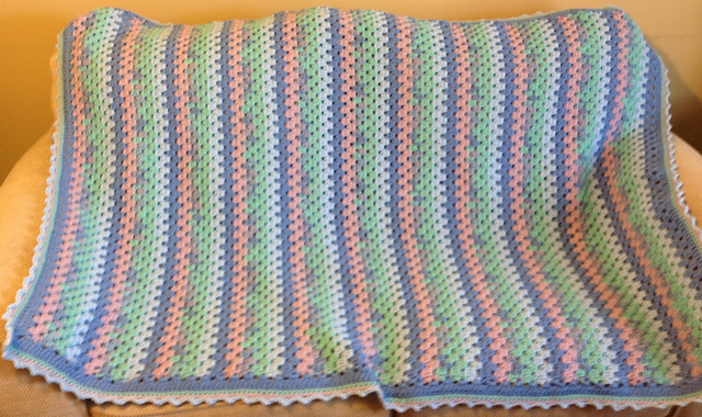 Ravelry: pekeapoomom's Periwinkle Granny Stripe Afghan