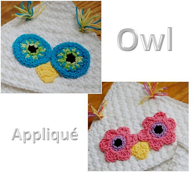 Ravelry: Owl Face Applique pattern by Kara Gunza