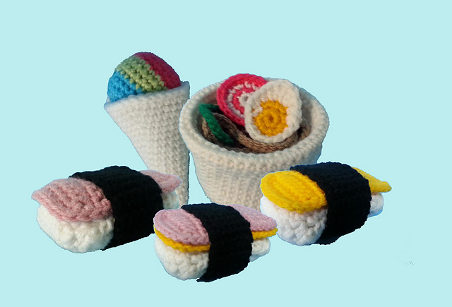 Ravelry: Spam Musubi Saimin Noodles Shave Ice Amigurumi pattern by ...