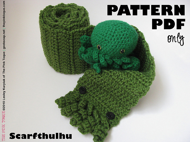 Ravelry: Scarfthulhu Cthulhu Scarf pattern by Lesley Karpiuk