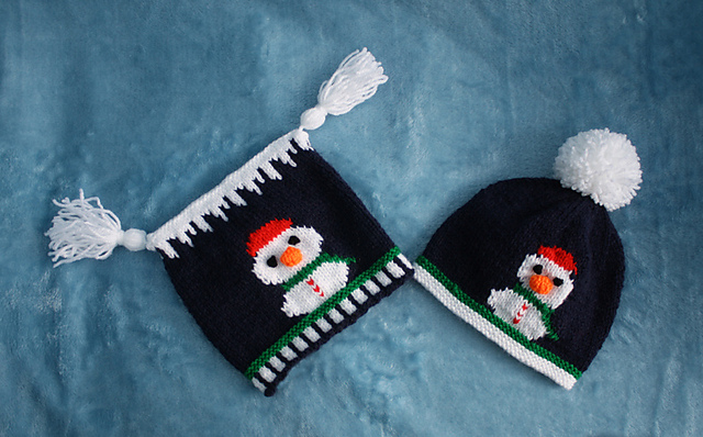 Ravelry: P1 Snowman Bobble and Teabag Hats pattern by Elizabeth ...