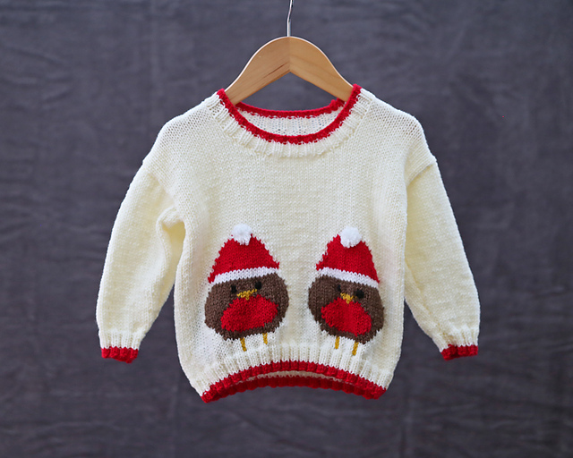 Ravelry: P13 Christmas Robins Jumper pattern by Elizabeth Primrose Patterns