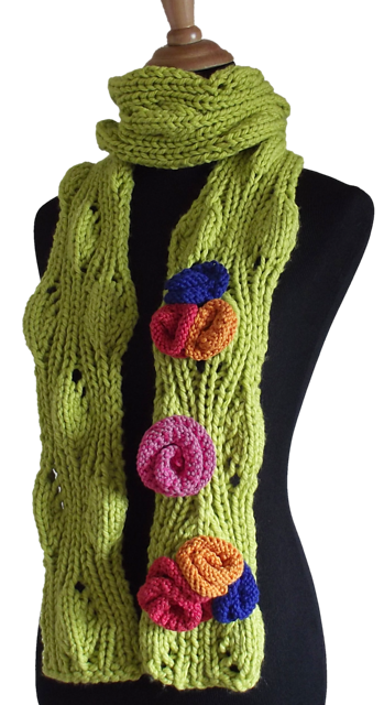 Ravelry: Leafy Ribs Flower Scarf pattern by Pamela Young