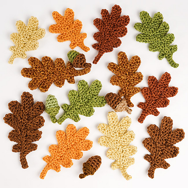 Ravelry: Oak Leaf Collection & Life-Sized Acorn pattern by June Gilbank