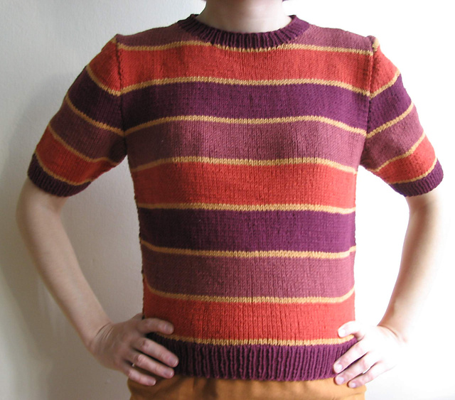 Ravelry: Short-Sleeved Striped Cotton Sweater pattern by Sarah Dallas