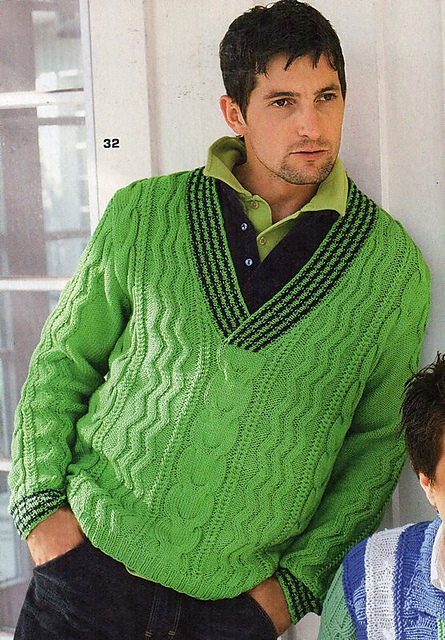 Ravelry: # 32 Green Men's Sweater with Cables pattern by Sabrina/Sandra ...