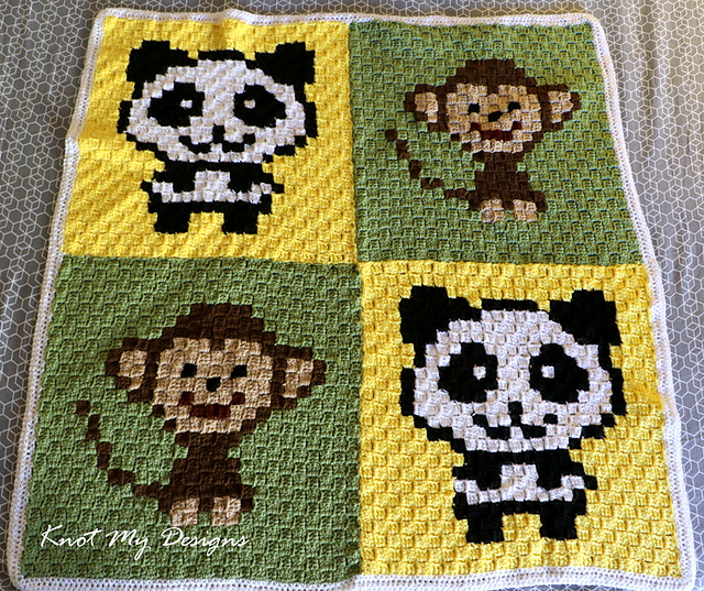 Ravelry: C2C Panda Monkey Baby Blanket pattern by Apeksha Prasad