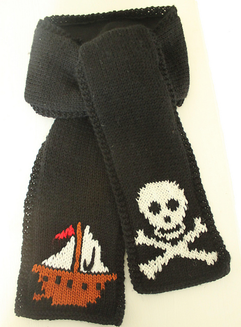 Ravelry: Pirate skull and cross bones scarf pattern by Becca Cook