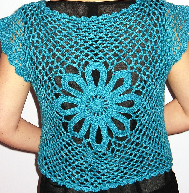 Ravelry: Aqua Butterfly Shrug - size 16 pattern by Jie