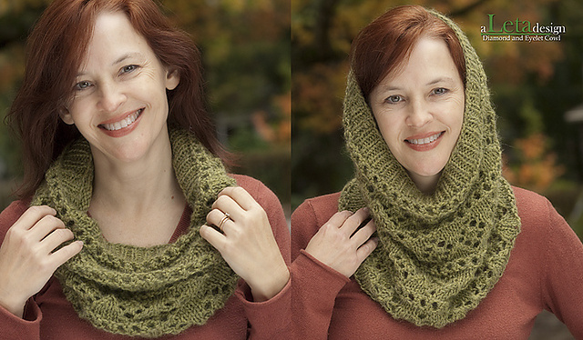 Ravelry: Diamond and Eyelet Cowl pattern by Leta Hubbard-Griffiths