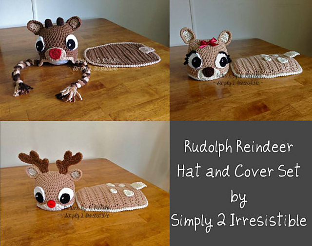 Ravelry: Rudolph Reindeer Beanie Cover Set pattern by Ruth McColm