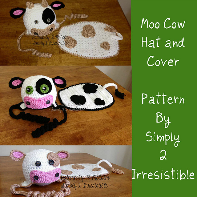 Ravelry: Moo Cow Beanie Cover Set pattern by Ruth McColm