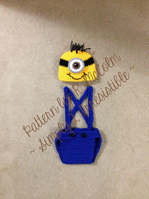 Ravelry: Minion Hat and Diaper Cover with Suspenders pattern by Ruth McColm