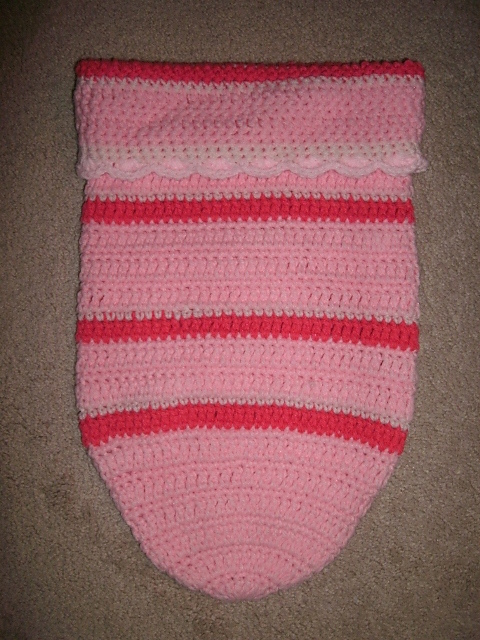 Ravelry: Pink Stripe Baby Cocoon with Shell Edge pattern by Samantha Oravec