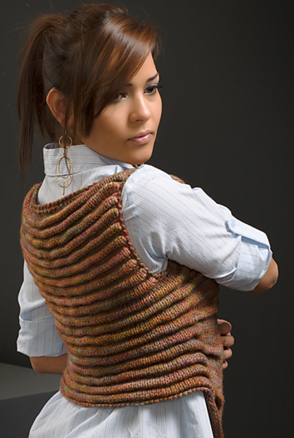 Ravelry: Vested Interest: Pleated-Back Vest pattern by Olga Pobedinskaya