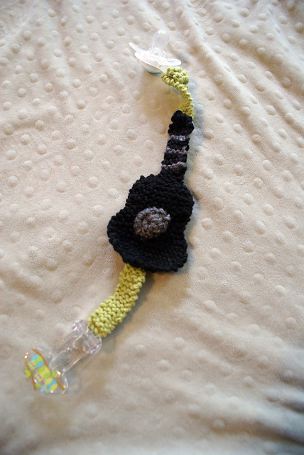 Ravelry: Guitar Pacifier Keeper pattern by Sarah Turpin