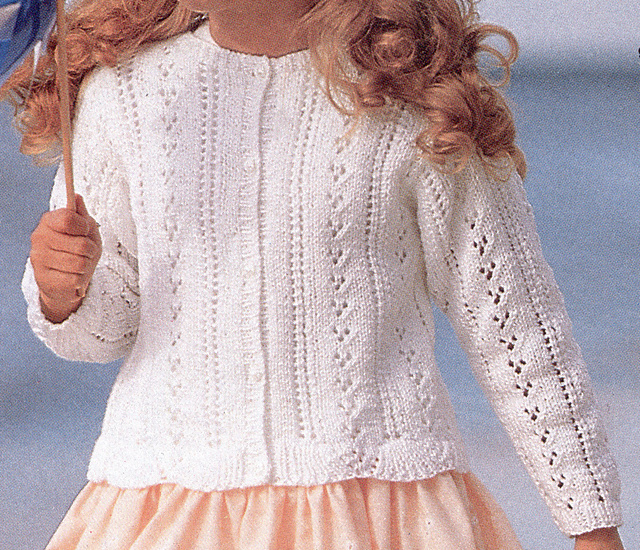 Ravelry: #25 Girl's Lace Panel Cardigan pattern by Pam Allen