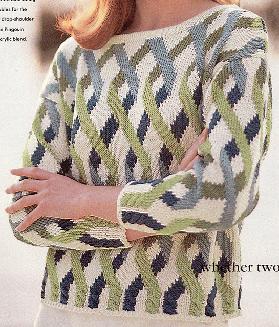 Ravelry: #19 Illusion Cable Pullover pattern by Susan Bednarz