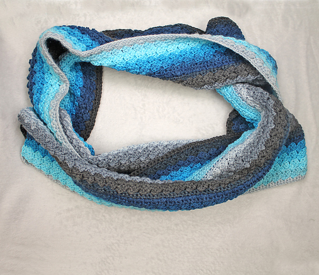 Ravelry: Blue Stripes Puff Scarf pattern by Heather Hamlin