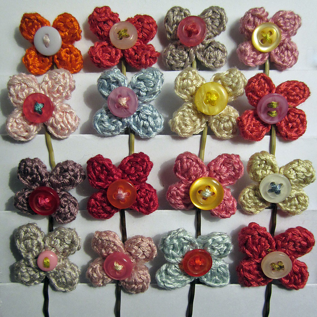 Ravelry: Flowery Bobby Pins pattern by Sew Silly Lily