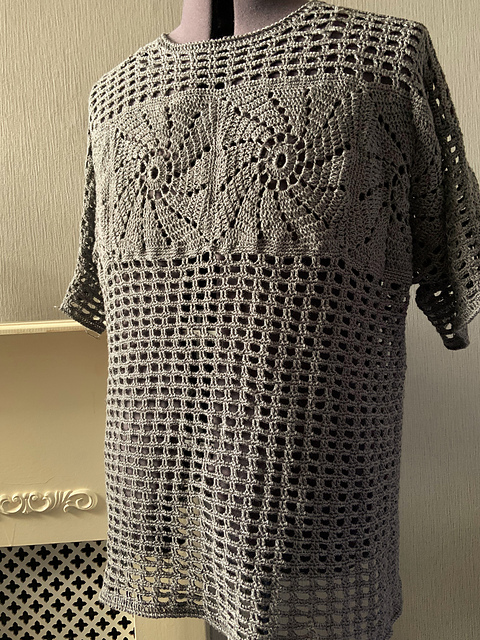 Ravelry: Oversized Spiral Motif Mesh T-Shirt pattern by Seyhall Crochet ...