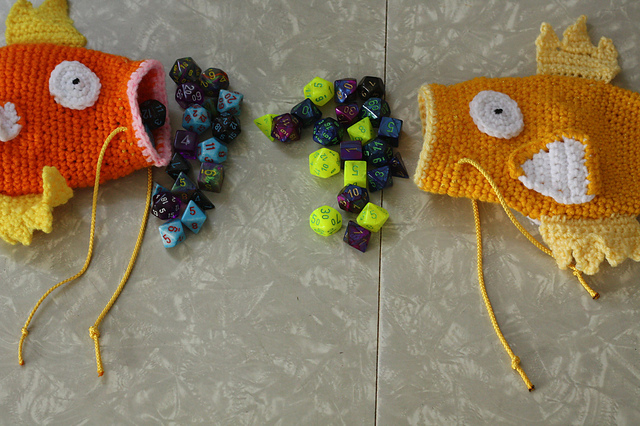 Ravelry: sohviollio's magikarp dice bag