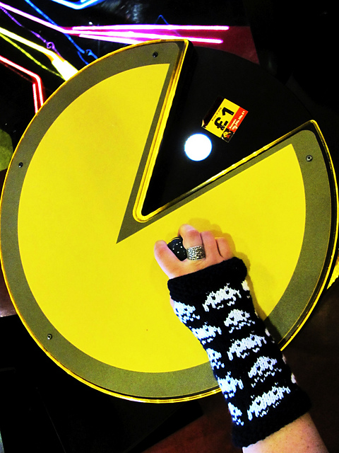 Ravelry: Space Invader Wrist Warmers pattern by Suzi Hart