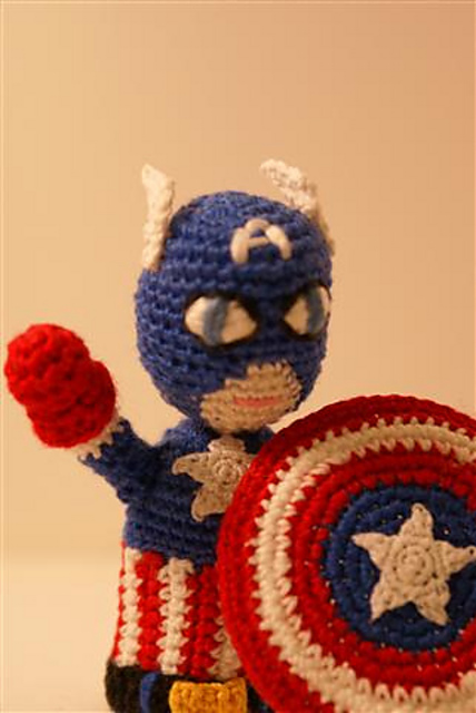 Ravelry: Captain America finger puppet pattern by Shawna Borst