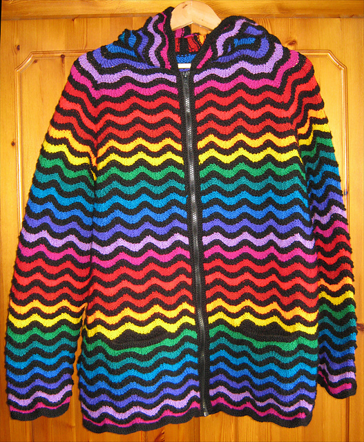 Ravelry: Rainbow Ripple hooded jacket pattern by Sixties Spirit