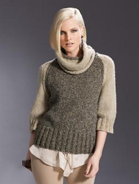 Ravelry: 1764 - Two color Raglan Cowl Pullover pattern by Renate Foos