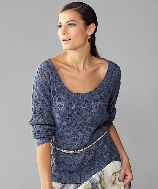 Ravelry: 1840 - Ladies Lace-Diamond Sweater pattern by Sarah Hatton