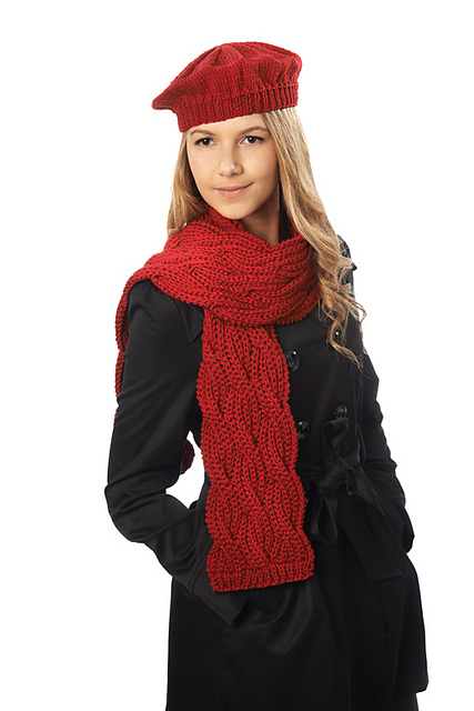 Ravelry: Merlot Beret & Scarf pattern by Westminster Fibers