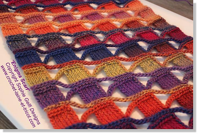 Ravelry: Enigma Scarf pattern by Sophie GELFI Designs