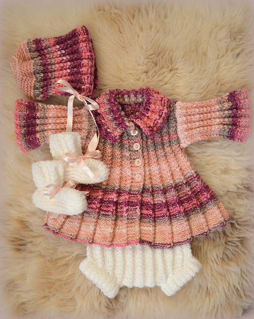 Ravelry: pretty pleats matinee set pattern by julie