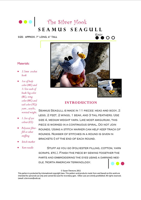 Ravelry: Seamus Seagull Amigurumi pattern by The Silver Hook