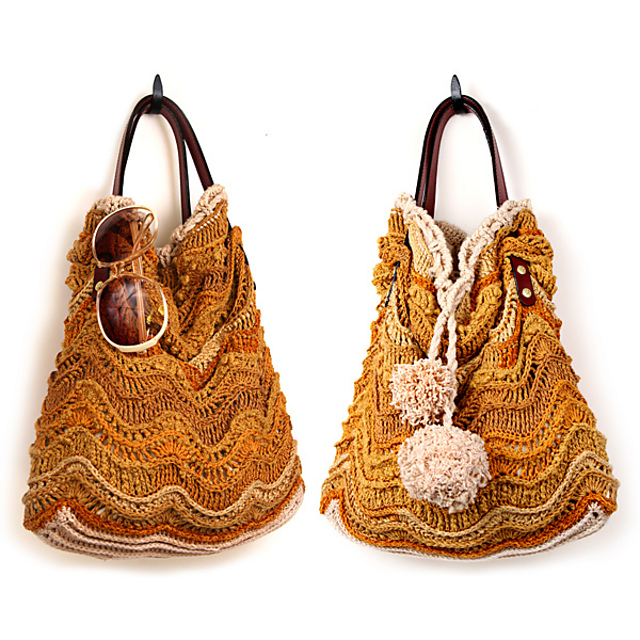 Ravelry: Plain or Pompom Ripple Bag pattern by Jennifer Hansen