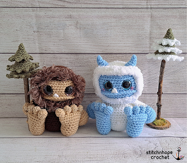 Ravelry: Bog the Bigfoot & Yip the Yeti pattern by Stitchnhope Crochet