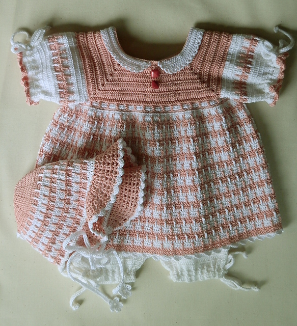 Ravelry: Gingham Dress, Bloomies, Bonnet pattern by Annette Sanko
