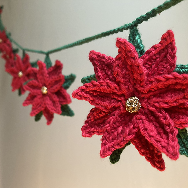Ravelry: Christmas Poinsettia Flower Garland pattern by Hannah Joy ...