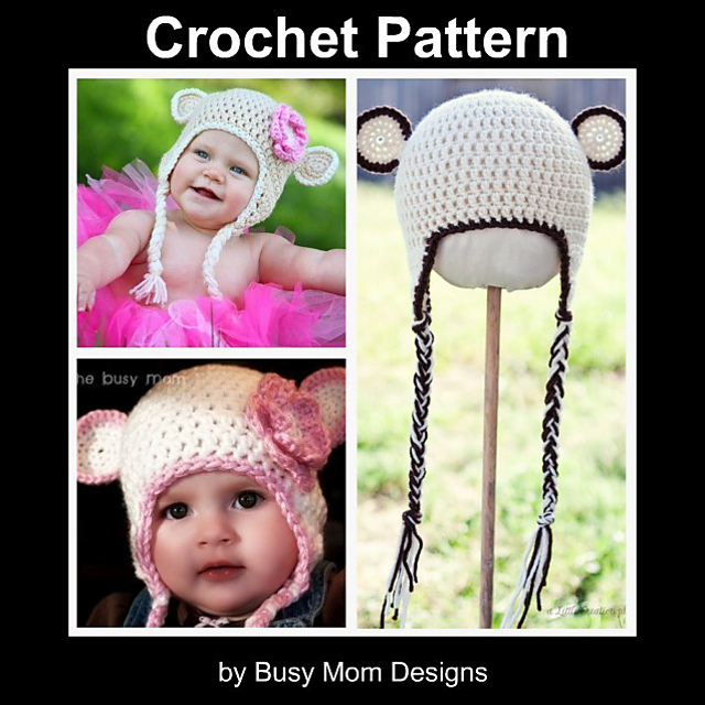 Ravelry: Sweet Little Monkey Hat with Earflaps pattern by Busy Mom Designs