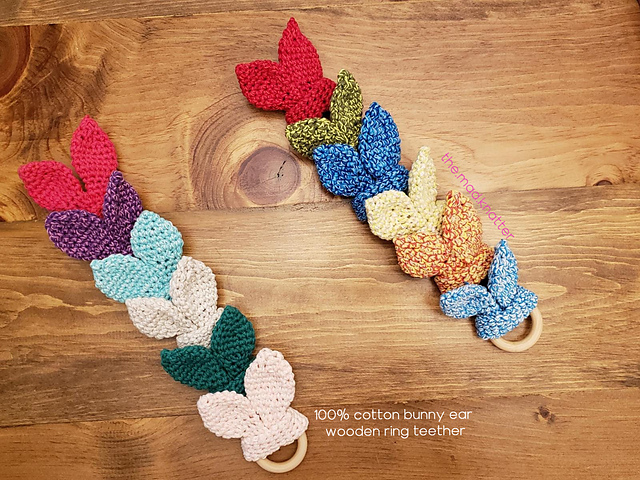 Ravelry: Bunny Ear Wooden Ring Teether pattern by the madknatter