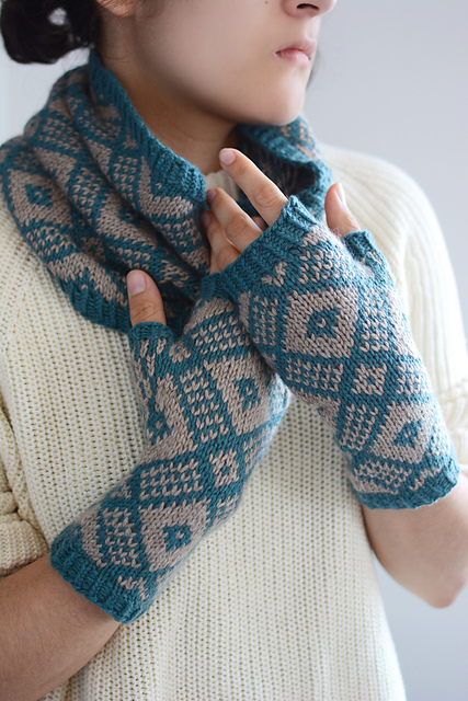 Ravelry: Shyrdak Mitts & Cowl pattern by Kirsten Kapur
