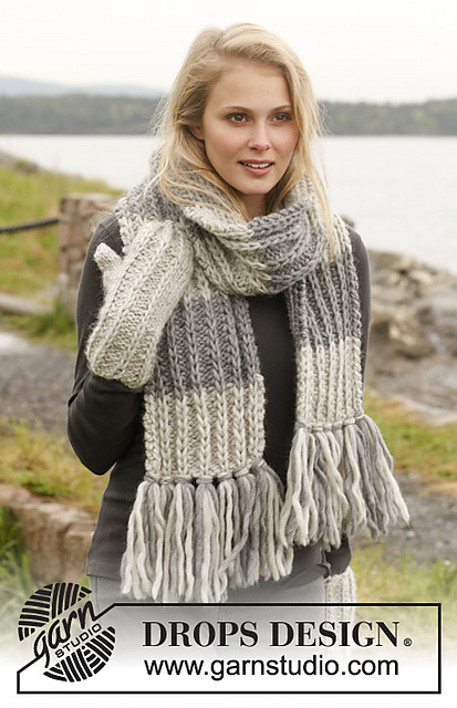 Ravelry: 0-953 Scarf with false English rib pattern by DROPS design